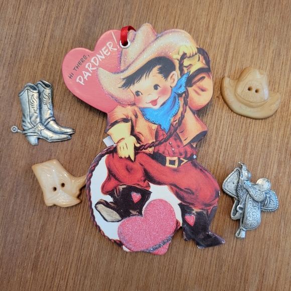 Vintage | Accessories | Cowboy Themed Buttons Button Cover Western ...
